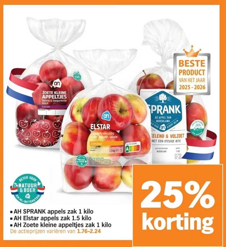 Ah Sprank Appels Zak 1 Kilo Aanbieding bij Albert Heijn - FolderFeest.nl