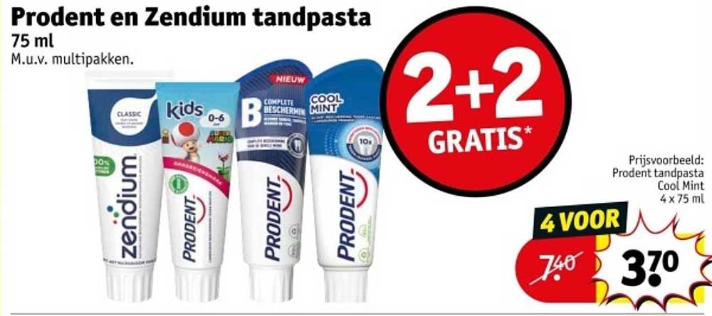 Prodent En Zendium Tandpasta 75 Ml M.u.v. Multipakken. Aanbieding bij ...