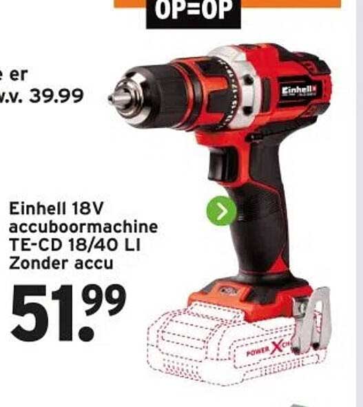 Einhell 18V Accuboormachine Te-Cd 18/40 Li Zonder Accu aanbieding bij GAMMA