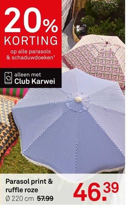Parasol Print & Ruffle Roze Aanbieding bij Karwei - FolderFeest.nl