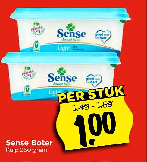 Sense Boter Kuip 250 Gram Aanbieding bij Vomar - FolderFeest.nl