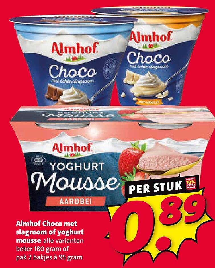 Almhof Choco Met Slagroom Of Yoghurt Mousse Alle Varianten Beker 180 ...