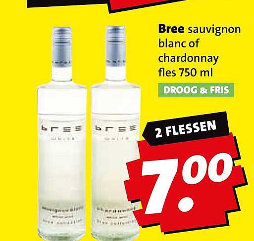 Bree Sauvignon Blanc Of Chardonnay Fles 750 Ml 2 Flessen Aanbieding bij ...