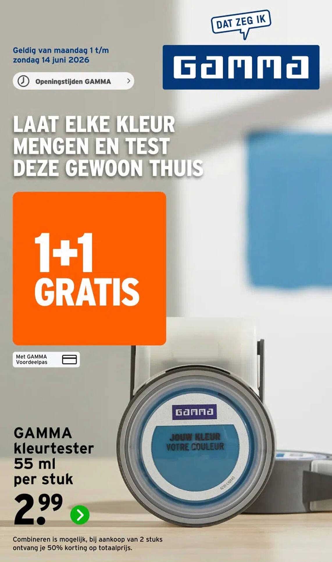 Gamma Kleurtester 55 Ml Per Stuk 1+1 Gratis Aanbieding bij GAMMA ...