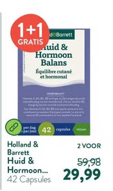 Holland & Barrett Huid & Hormoon... 42 Capsules 1+1 Gratis Aanbieding ...