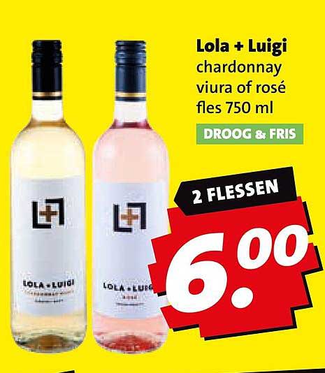 Lola + Luigi Chardonnay Viura Of Rosé Fles 750 Ml Half Droog 2 Flessen ...
