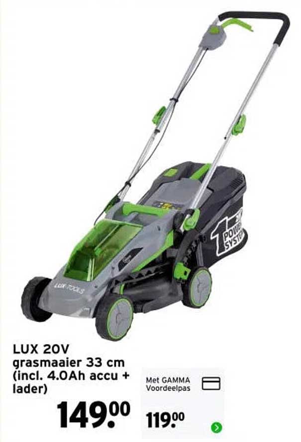 Lux 20V Grasmaaier 33 Cm (Incl. 4.0Ah Accu + Lader) Aanbieding bij ...