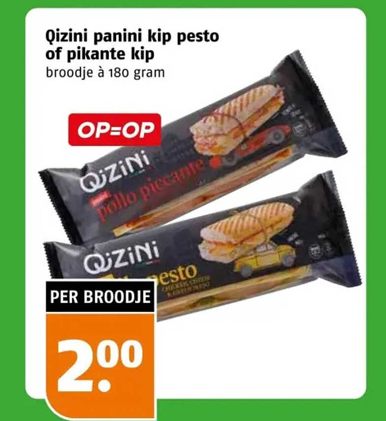 Qizini Panini Kip Pesto Of Pikante Kip Broodje À 180 Gram Op=Op Per ...