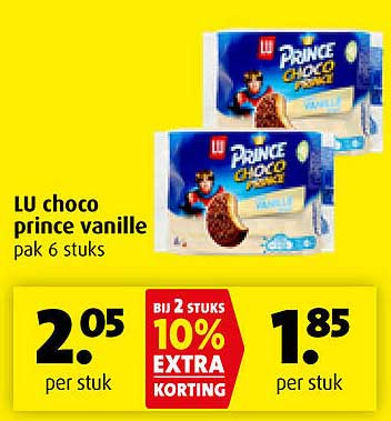 Lu Choco Prince Vanille Pak 6 Stuks Aanbieding bij Boni - FolderFeest.nl