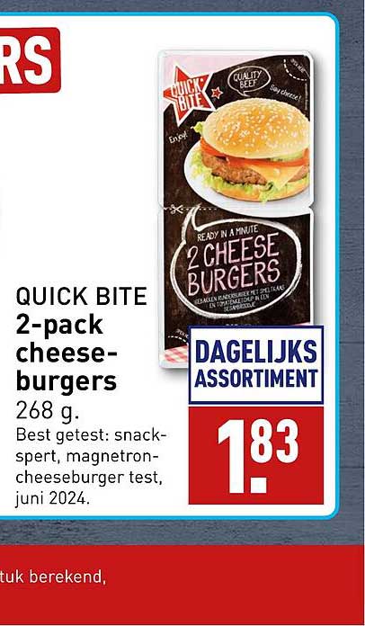 Quick Bite 2-Pack Cheese-Burgers Aanbieding bij ALDI - FolderFeest.nl