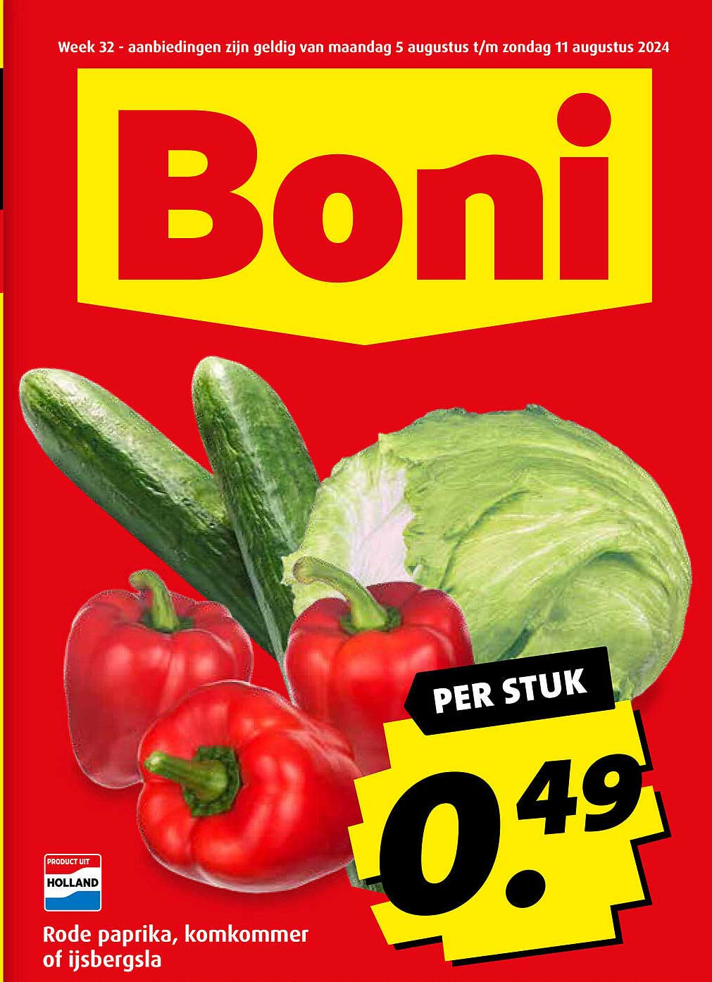 Rode Paprika, Komkommer Of Ijsbergsla Aanbieding bij Boni - FolderFeest.nl
