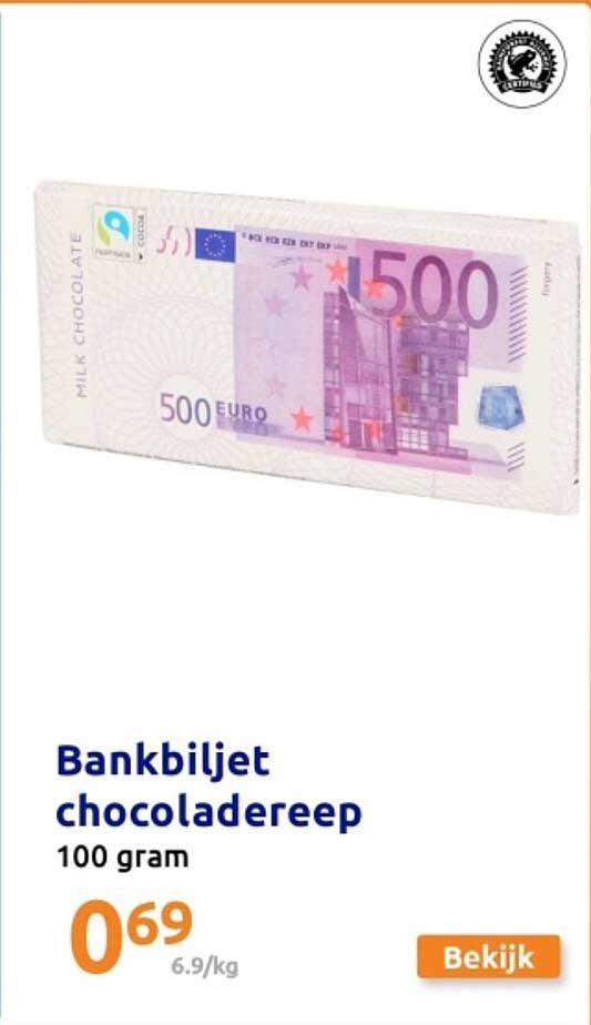 Bankbiljet Chocoladereep aanbieding bij Action