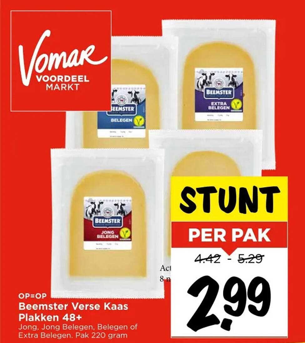Beemster Verse Kaas Plakken 48+ Aanbieding bij Vomar - FolderFeest.nl