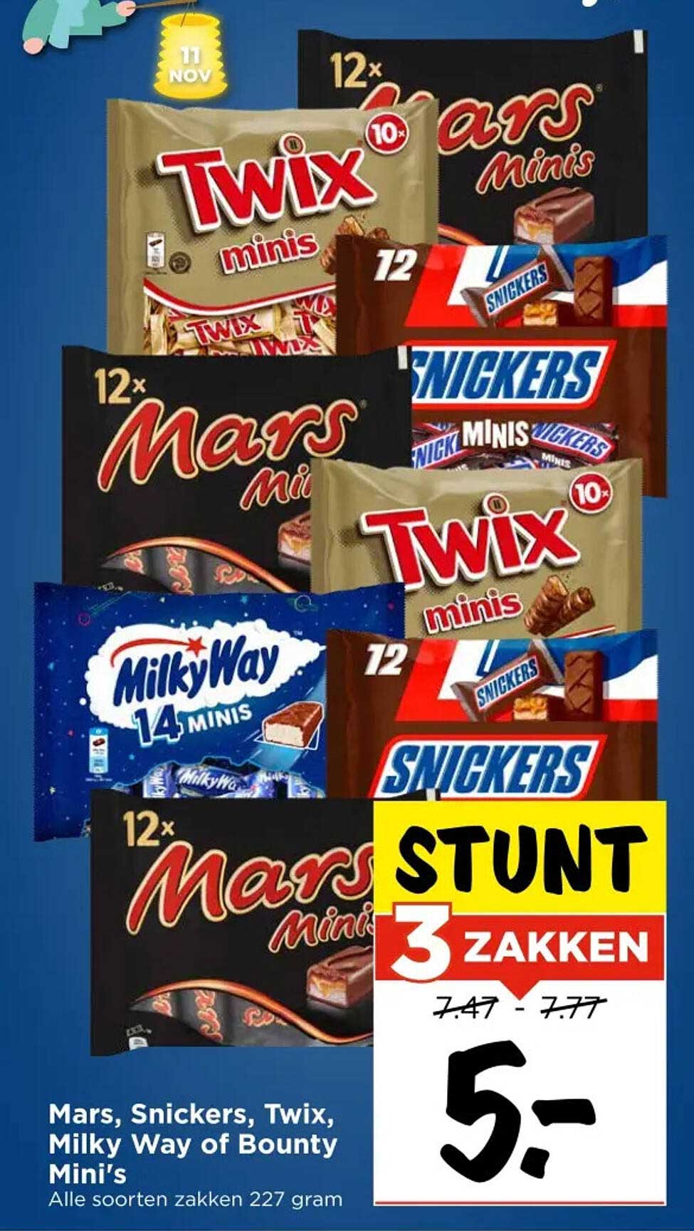 Mars, Snickers, Twix, Milky Way Of Bounty Mini's Aanbieding bij Vomar ...