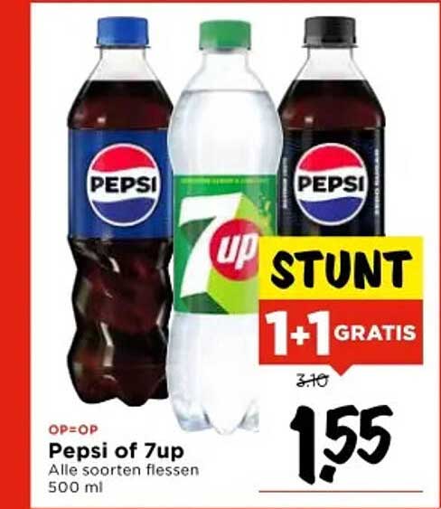 Pepsi Of 7Up 500 Ml - 1+1 Gratis Aanbieding bij Vomar - FolderFeest.nl