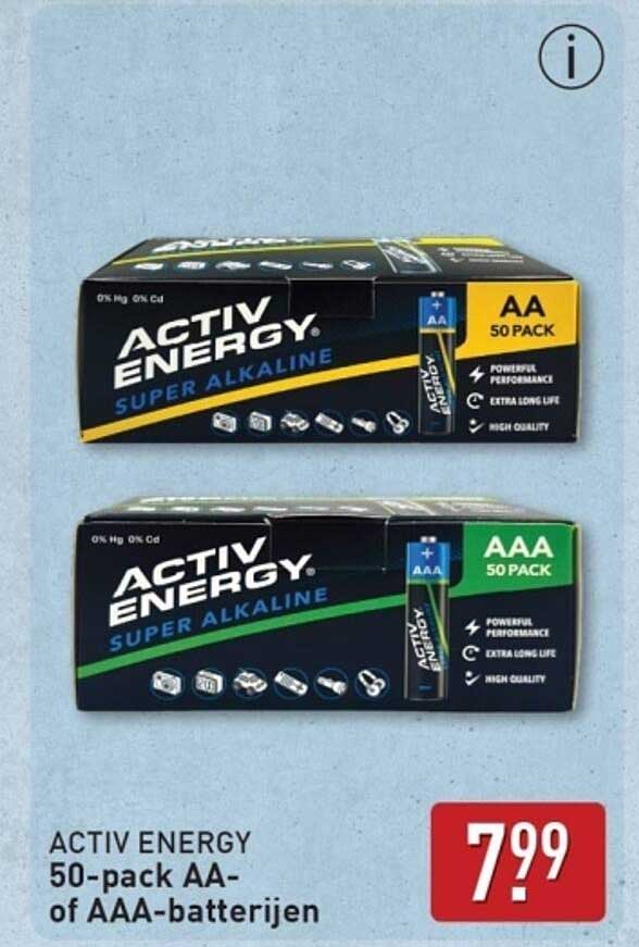 Activ Energy 50-Pack Aa- Of Aaa-Batterijen Aanbieding bij ALDI ...