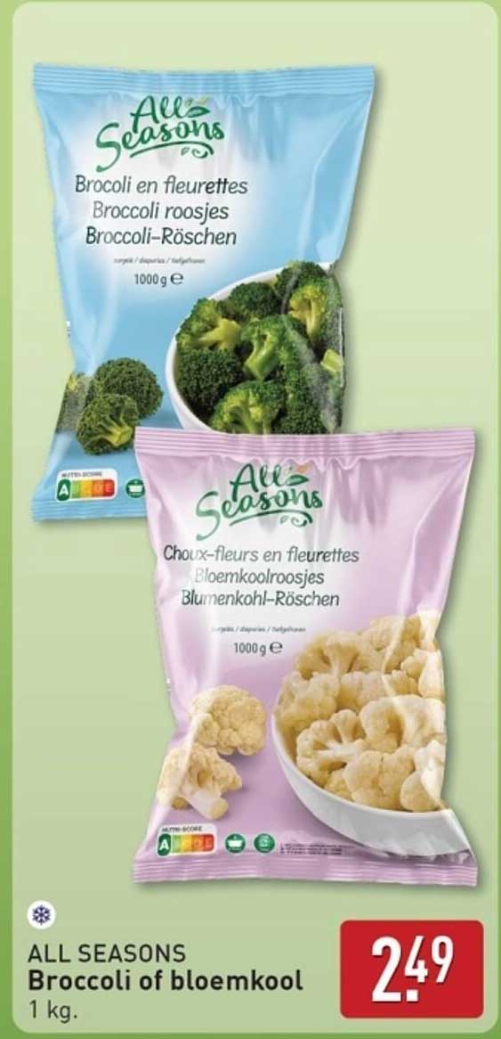 All Seasons Broccoli Of Bloemkool 1 Kg. Aanbieding bij ALDI ...