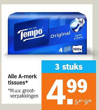 Alle A-Merk Tissues* Aanbieding bij Albert Heijn - FolderFeest.nl