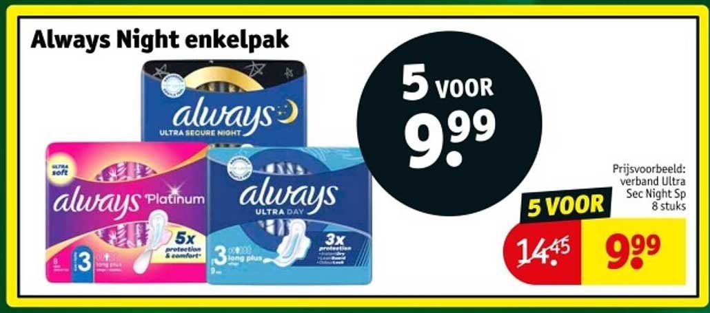 Always Night Enkelpak Aanbieding bij Kruidvat - FolderFeest.nl