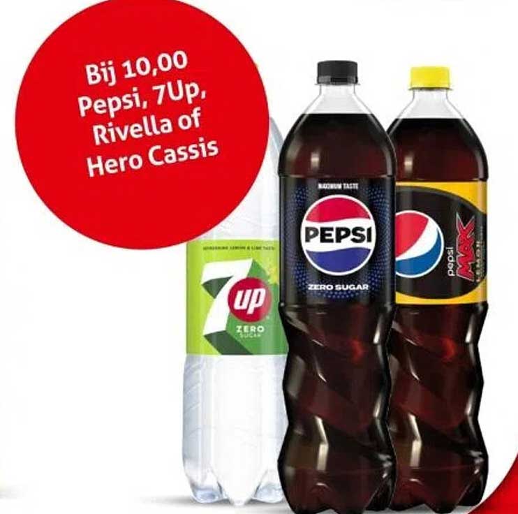 Bij 10,00 Pepsi, 7Up, Rivella Of Hero Cassis Aanbieding bij Hoogvliet ...