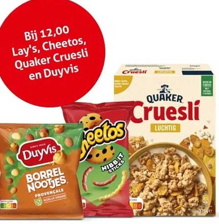 Bij 12,00 Lay's, Cheetos, Quaker Cruesli En Duyvis Aanbieding bij ...