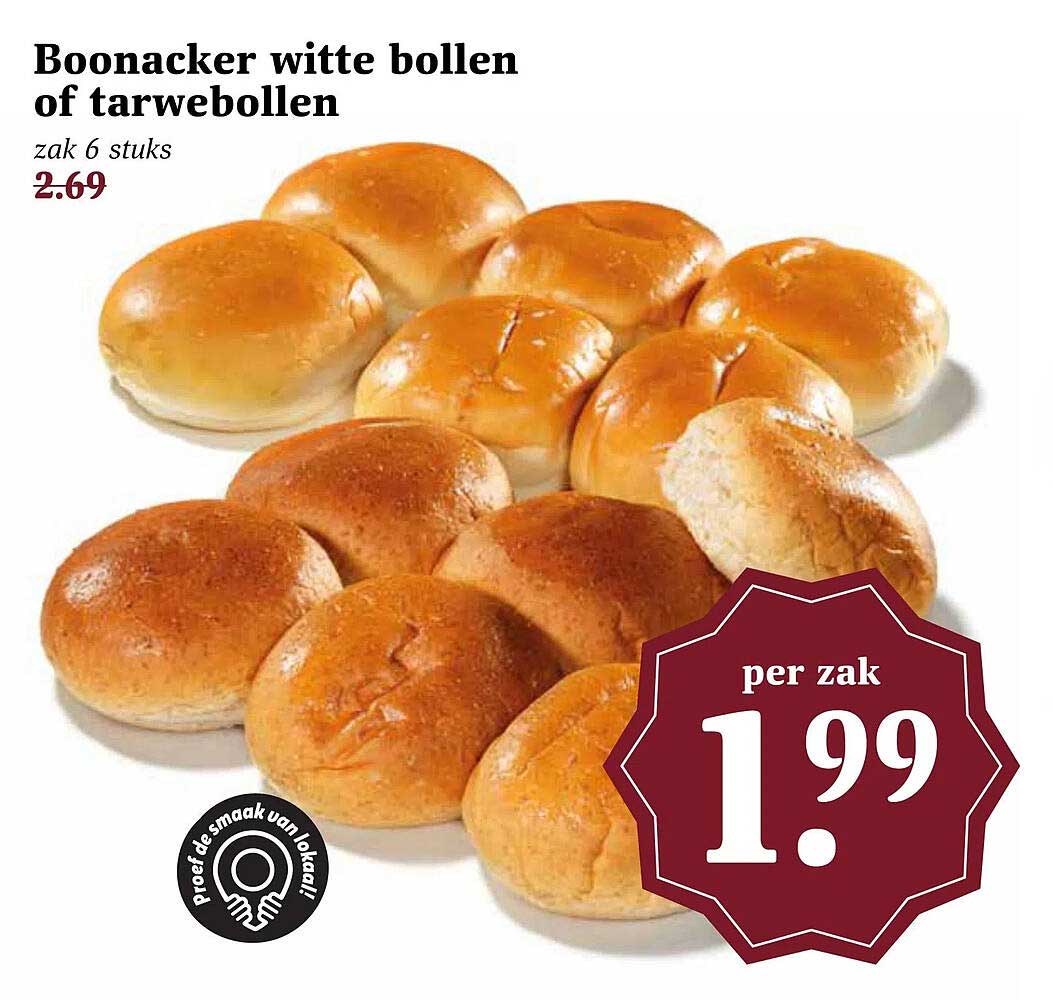 Boonacker Witte Bollen Of Tarwebollen Aanbieding bij Coop - FolderFeest.nl