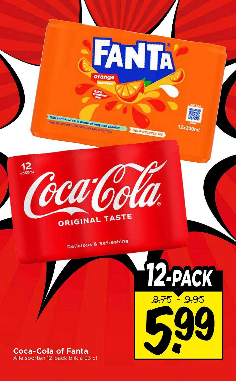 Coca-Cola Of Fanta - 12-Pack Blik À 33 Cl Aanbieding bij Vomar ...
