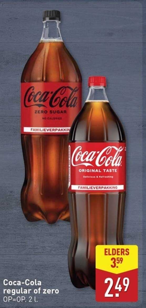 Coca-Cola Regular Of Zero Op=Op. 2 L. Aanbieding bij ALDI - FolderFeest.nl