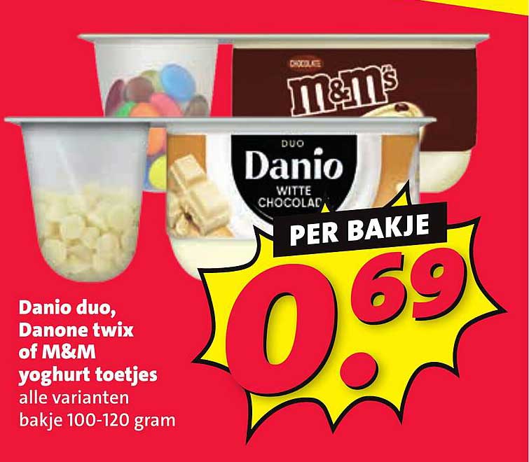 Danio Duo, Danone Twix Of M&M Yoghurt Toetjes Aanbieding bij Nettorama ...