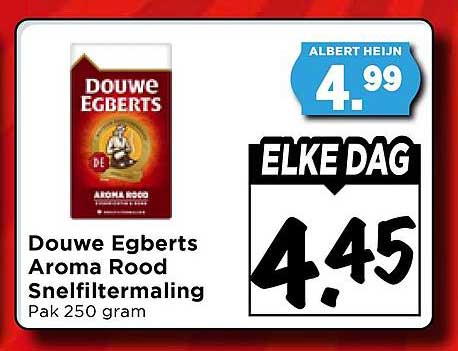 Douwe Egberts Aroma Rood Snelfiltermaling Pak 250 Gram Aanbieding bij ...