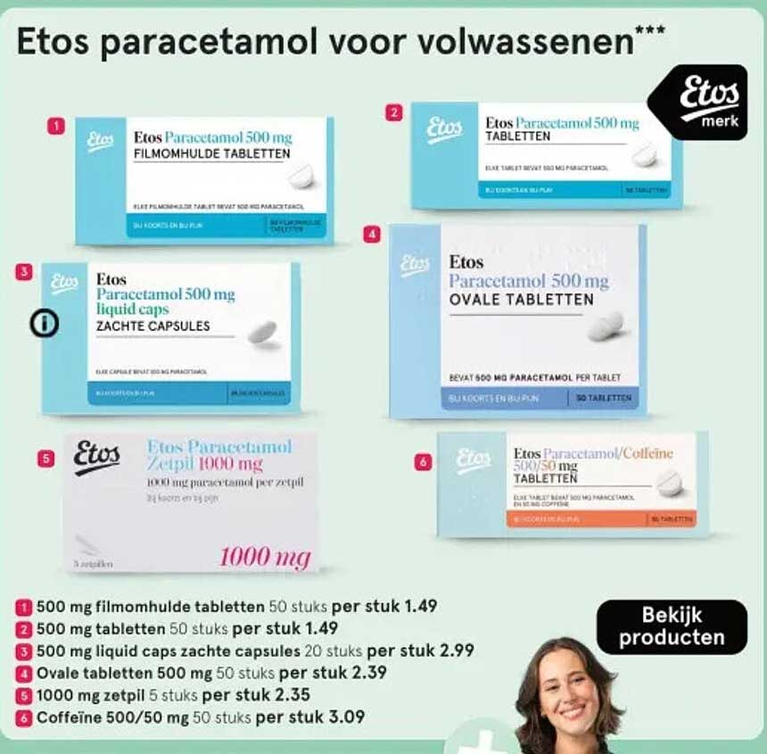 Etos Paracetamol Voor Volwassenen Aanbieding bij Etos - FolderFeest.nl
