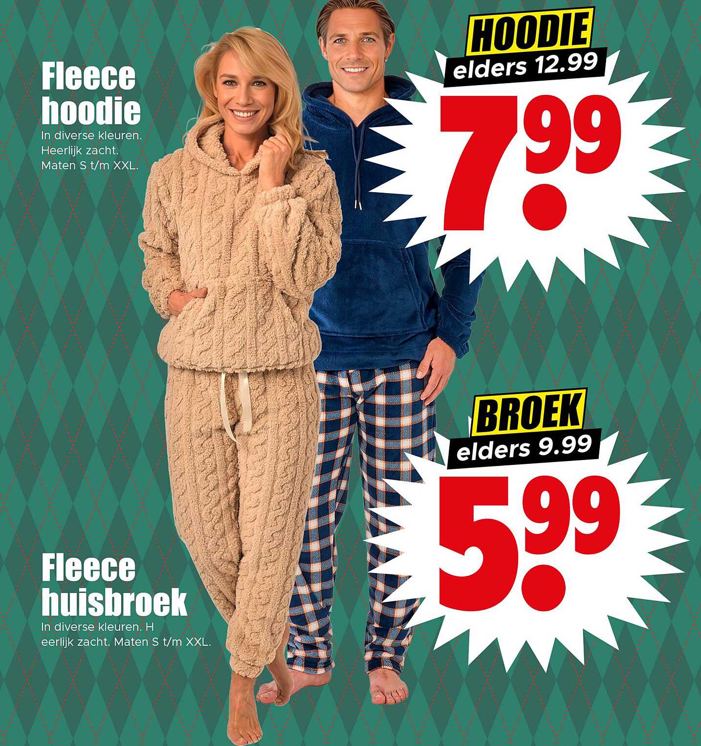 Fleece Hoodie En Fleece Huisbroek Aanbieding bij Dirk - FolderFeest.nl