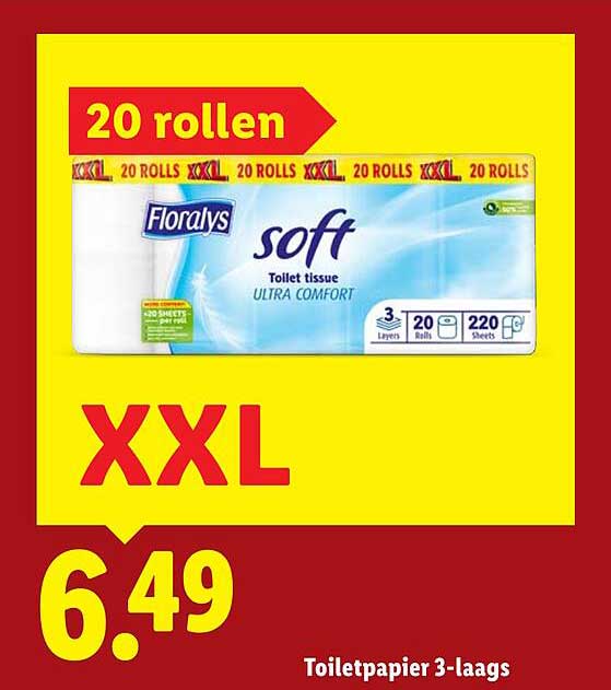 Floralys Soft Toiletpapier Xxl 20 Rollen Aanbieding bij Lidl ...