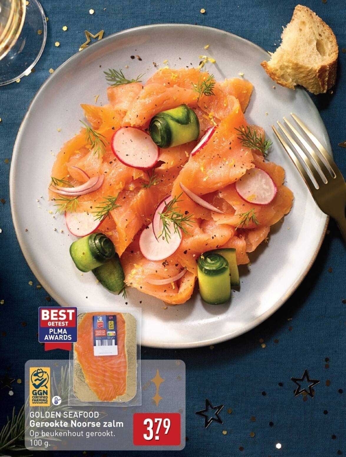 Golden Seafood Gerookte Noorse Zalm Aanbieding bij ALDI - FolderFeest.nl