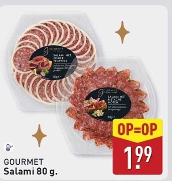 Gourmet Salami 80 G. Aanbieding bij ALDI - FolderFeest.nl