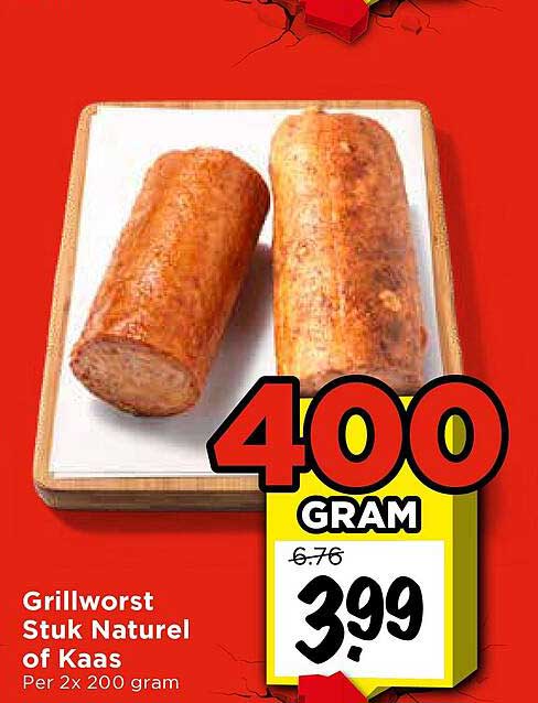 Grillworst Stuk Naturel Of Kaas Aanbieding bij Vomar - FolderFeest.nl