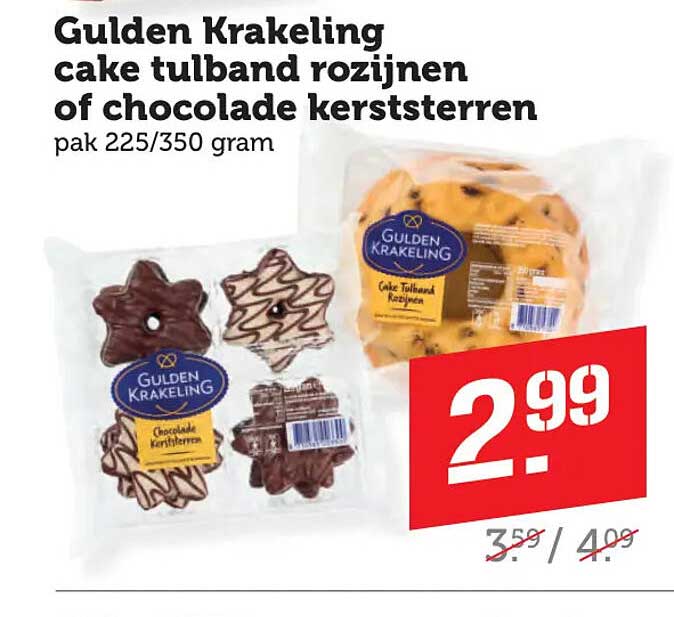Gulden Krakeling Cake Tulband Rozijnen Of Chocolade Kerststerren Pak ...