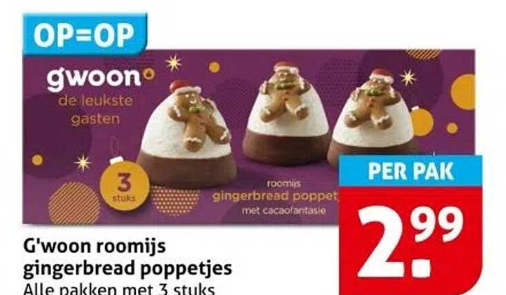 G'woon Roomijs Gingerbread Poppetjes Aanbieding bij Hoogvliet ...