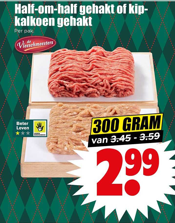 Half-Om-Half Gehakt Of Kip-Kalkoen Gehakt Aanbieding bij Dirk ...