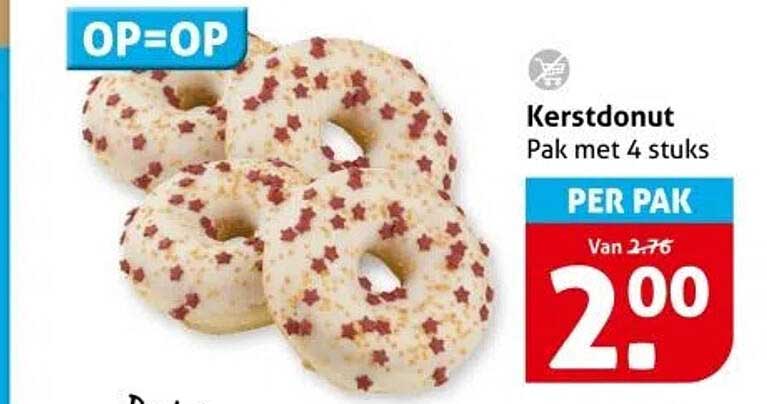 Kerstdonut Pak Met 4 Stuks Aanbieding bij Hoogvliet - FolderFeest.nl
