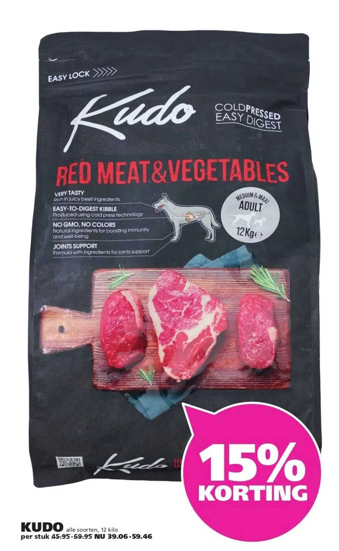 Kudo Red Meat & Vegetables, 12 Kilo Aanbieding bij Ranzijn - FolderFeest.nl