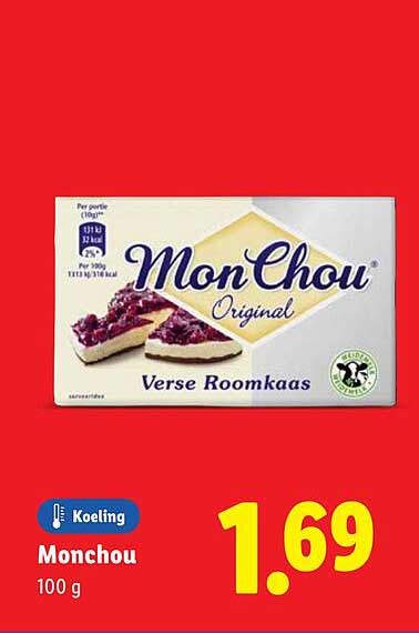 Monchou Verse Roomkaas 100 G Aanbieding bij Lidl - FolderFeest.nl