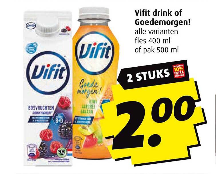 Vifit Drink Of Goedemorgen! Alle Varianten Fles 400 Ml Of Pak 500 Ml ...