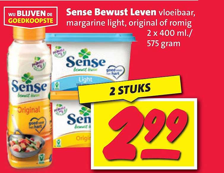 Sense Bewust Leven Vloeibaar, Margarine Light, Original Of Romig ...