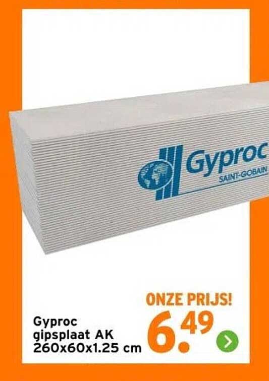 Gyproc Gipsplaat Ak 260X60X1.25 Cm Aanbieding bij GAMMA - FolderFeest.nl