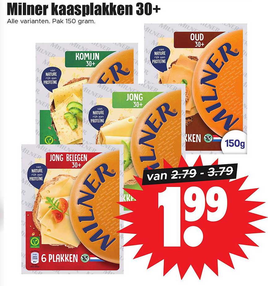 Milner Kaasplakken 30+ aanbieding bij Dirk