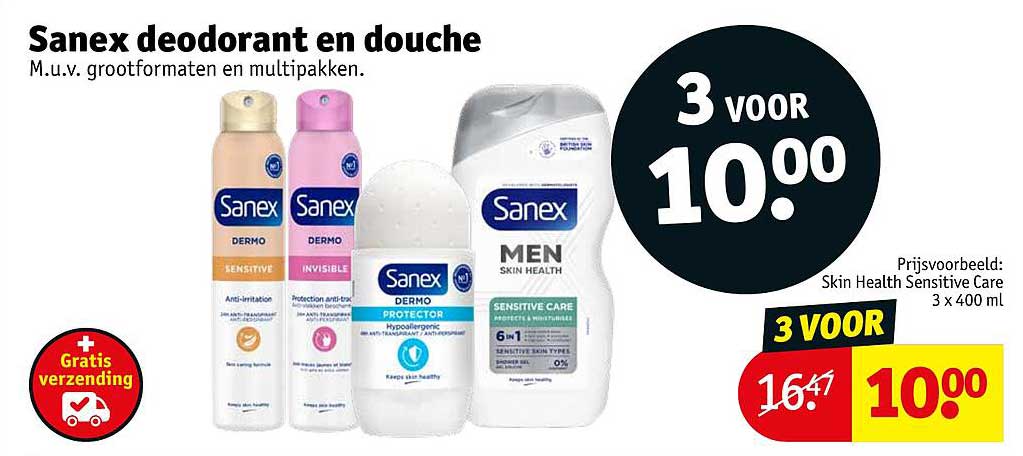 Sanex Deodorant En Douche aanbieding bij Kruidvat