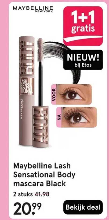 Maybelline Lash Sensational Body Mascara Black Aanbieding bij Etos ...