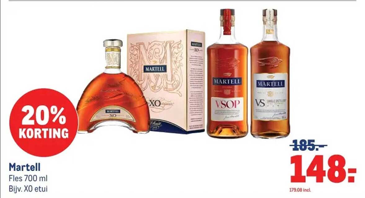 Martell Fles 700 Ml Bijv. X0 Etui Aanbieding bij Makro - FolderFeest.nl