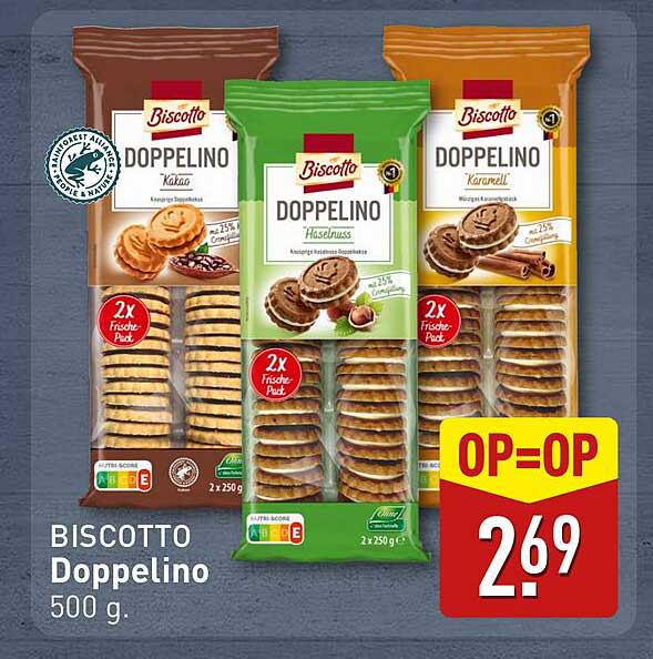 Biscotto Doppelino 500 G. Aanbieding bij ALDI - FolderFeest.nl